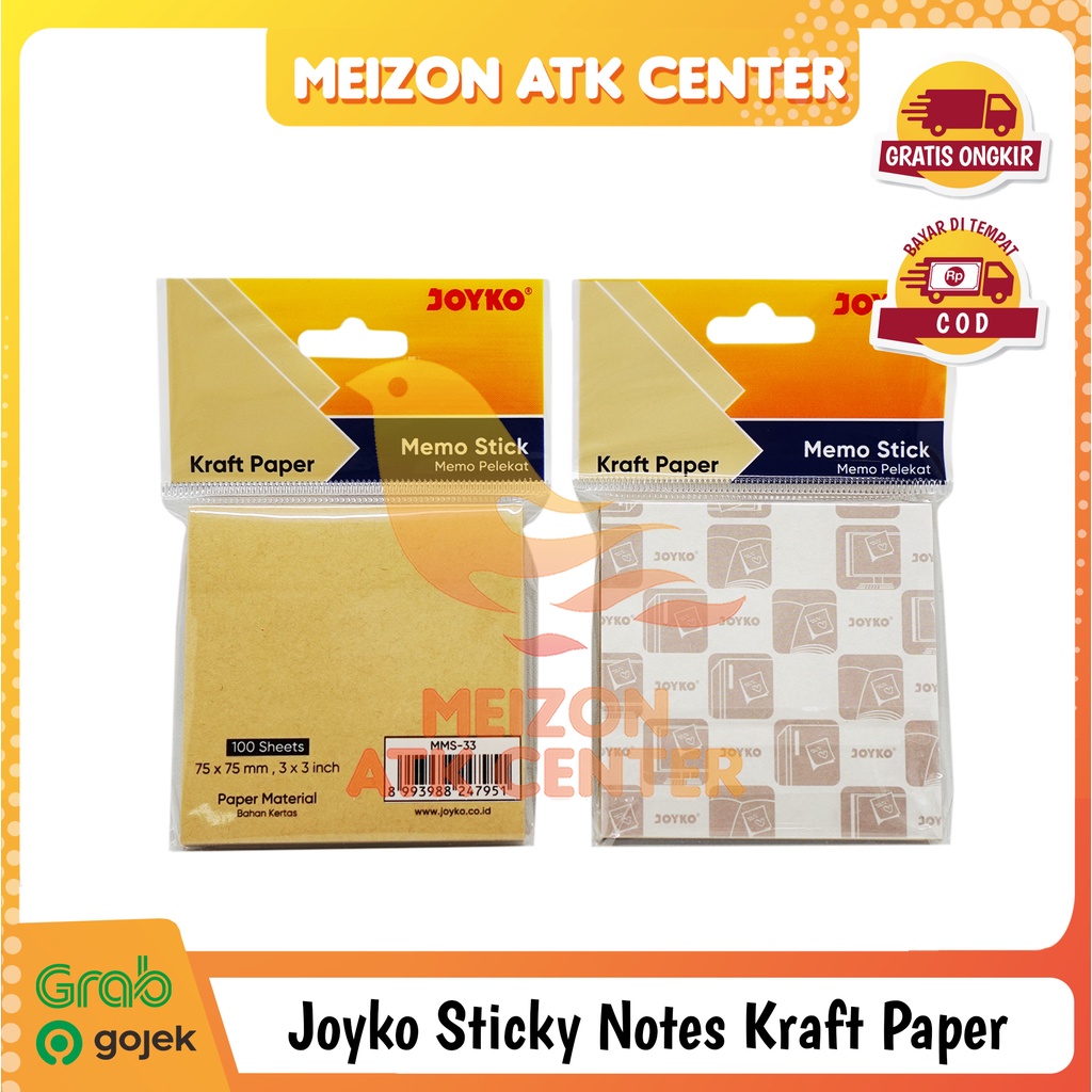 Joyko Memo Stick MMS-33 Kraft Paper Sticky Notes Chocolate (1 PAD ...