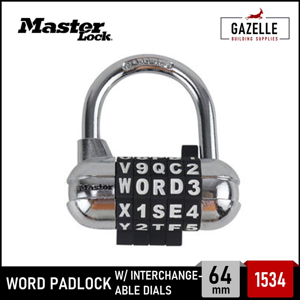 Master Lock 1543D (64mm) WORD Combination Padlock with Interchangeable ...