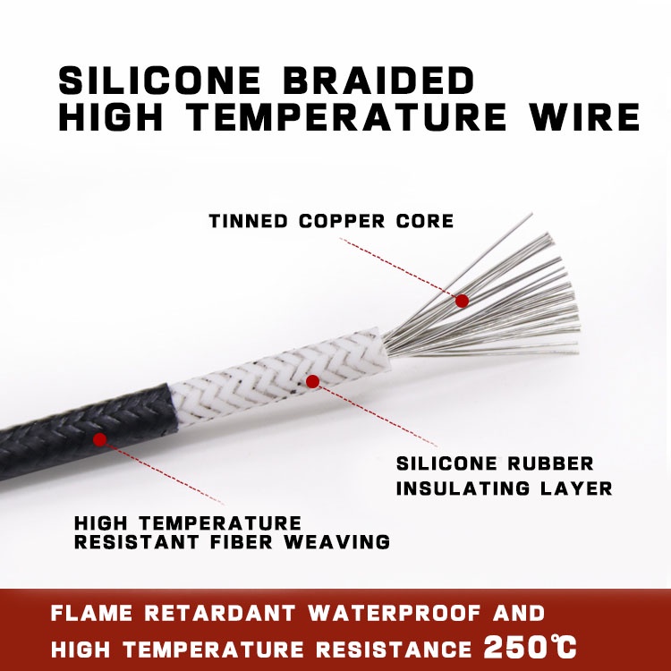 Silicone braided high temperature wire, glass fiber braided ...