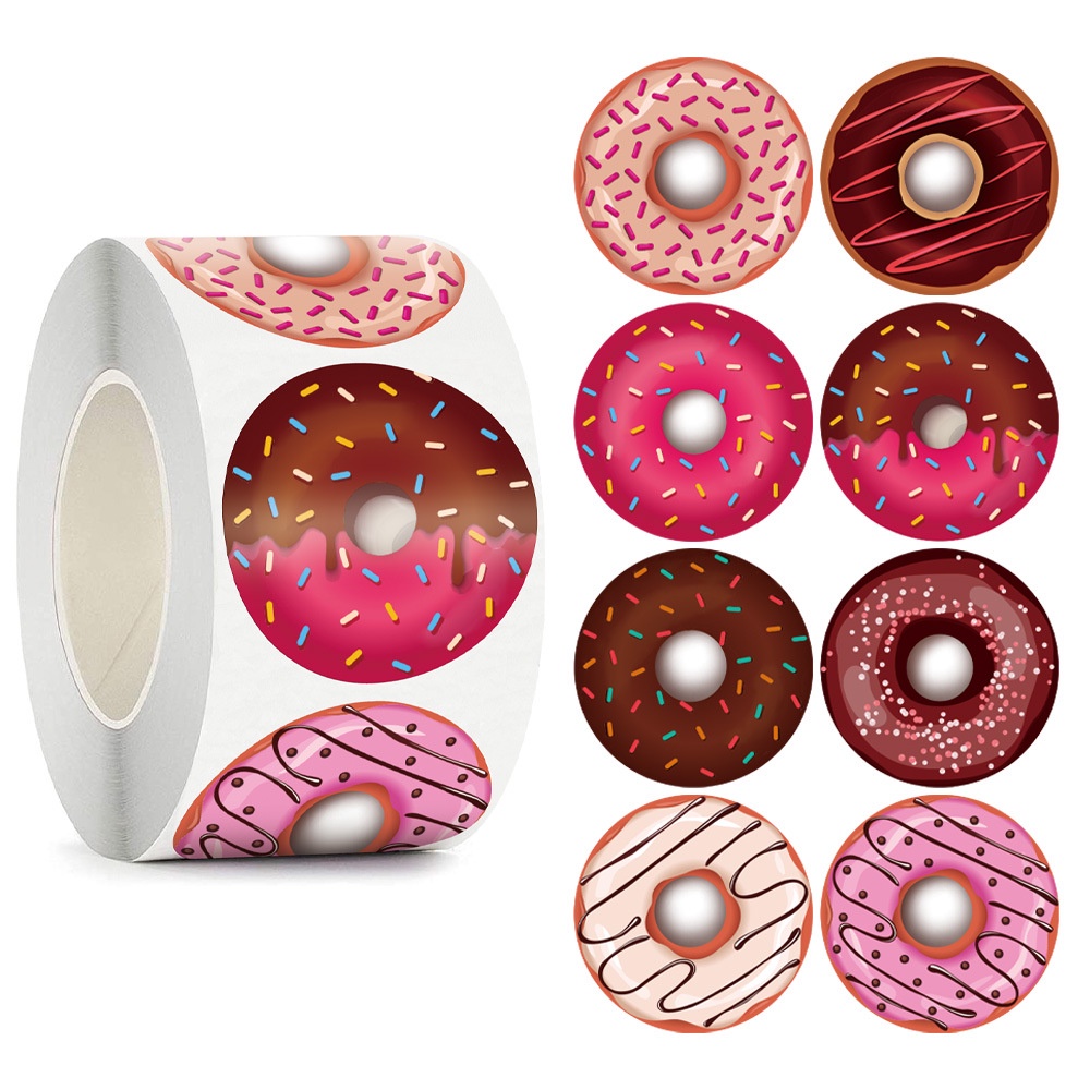 500PCS Donut Stickers 8 Designs Delicious dessert Looking Handmade ...