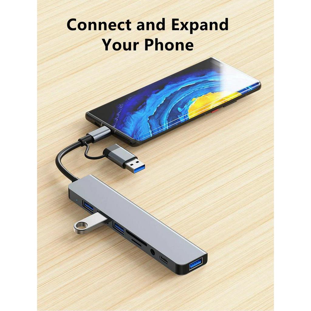 8 Port USB C Expander USB 3 Hub Type C Splitter Type C Dock Multiport ...