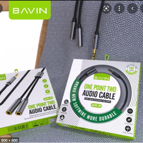 BAVIN Aux20 3.5mm Jack plug Adapter Audio splitter w/Aux cable Audio ...