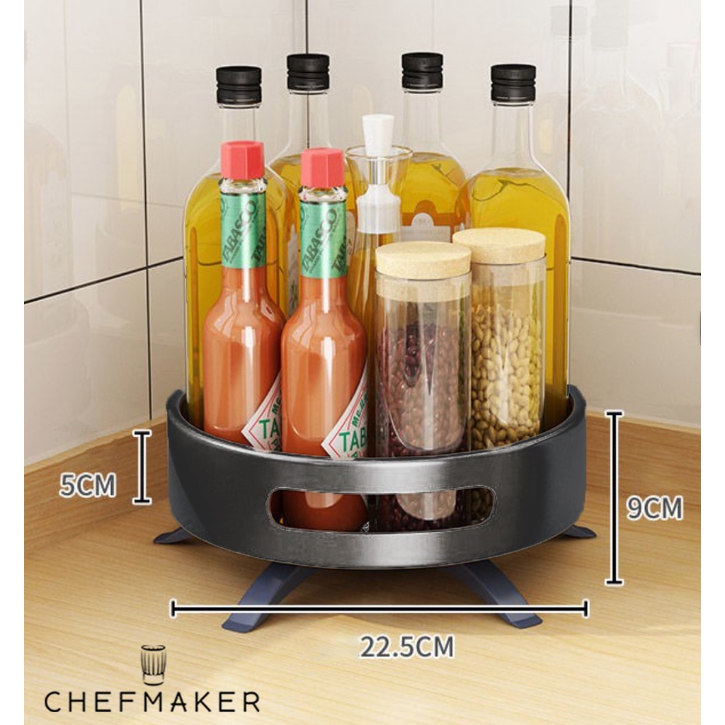 CHEFMAKER Nordic Aluminum Rotating Kitchen Condiment Organizer | Shopee ...