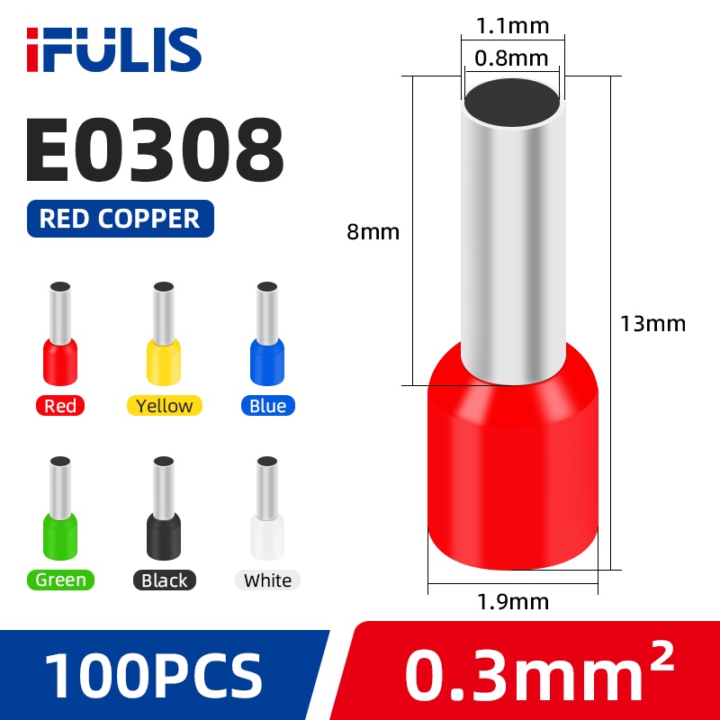 VE European Wire Connector Terminal Pin Tube Wiring E0308 E16-12 E25-16 E35-16 E50-20 Insulated ...