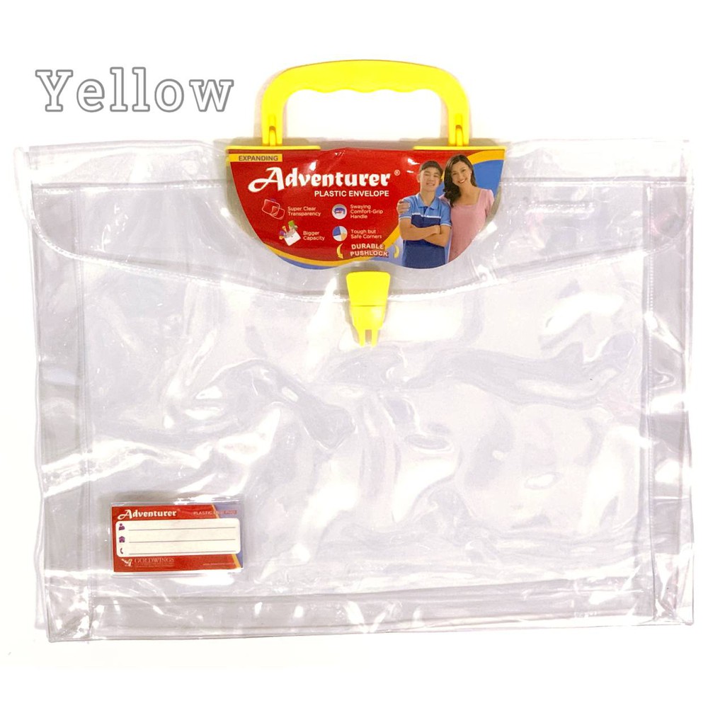Adventurer Expanding plastic Envelope transparent with handle Push lock ...