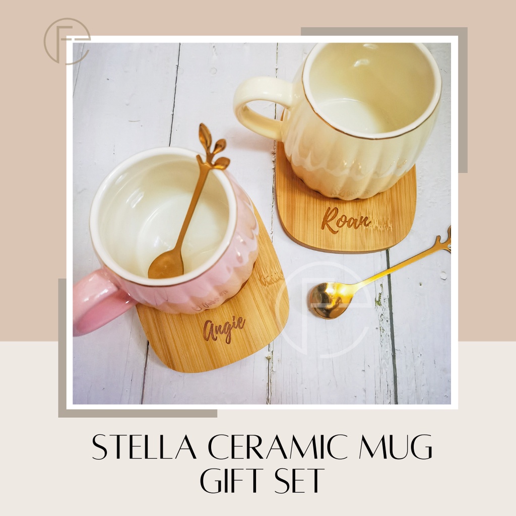 Stella Ceramic Mug Gift Set FREE CUSTOM ENGRAVING | Shopee Philippines