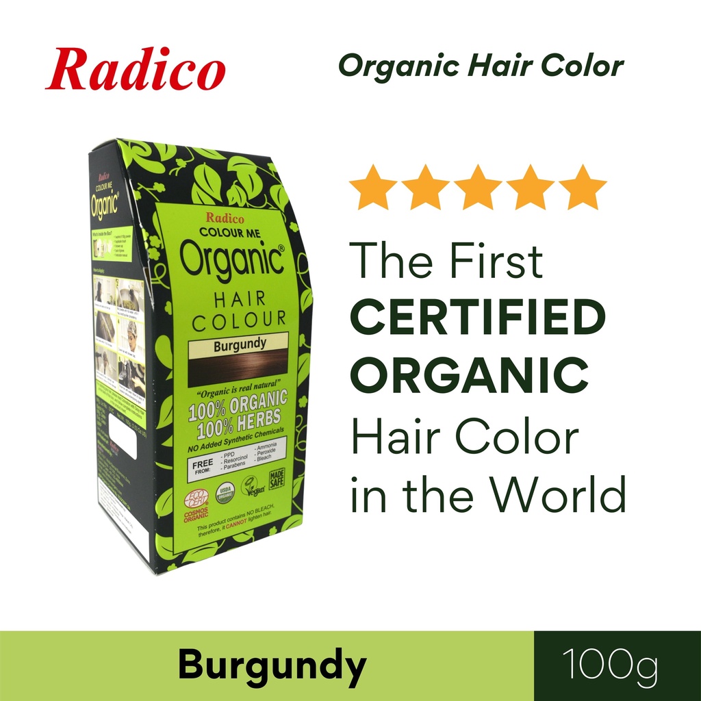 RADICO Colour Me Organic Hair Color - Burgundy 100G | Shopee Philippines