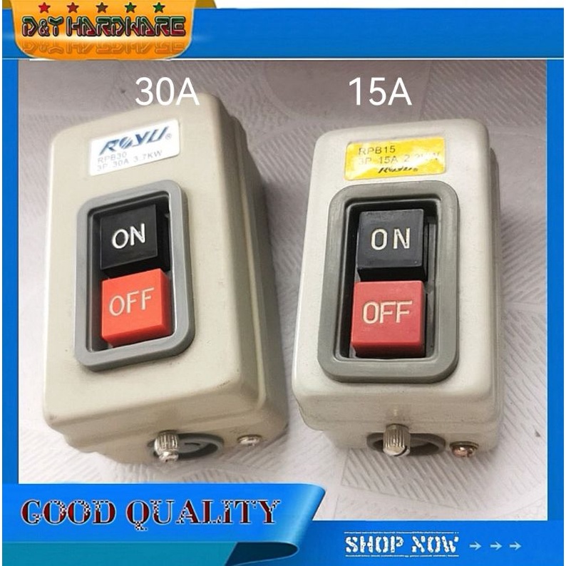 Royu Push Button Switch 15A , 30A RPB15, RPB30 | Shopee Philippines