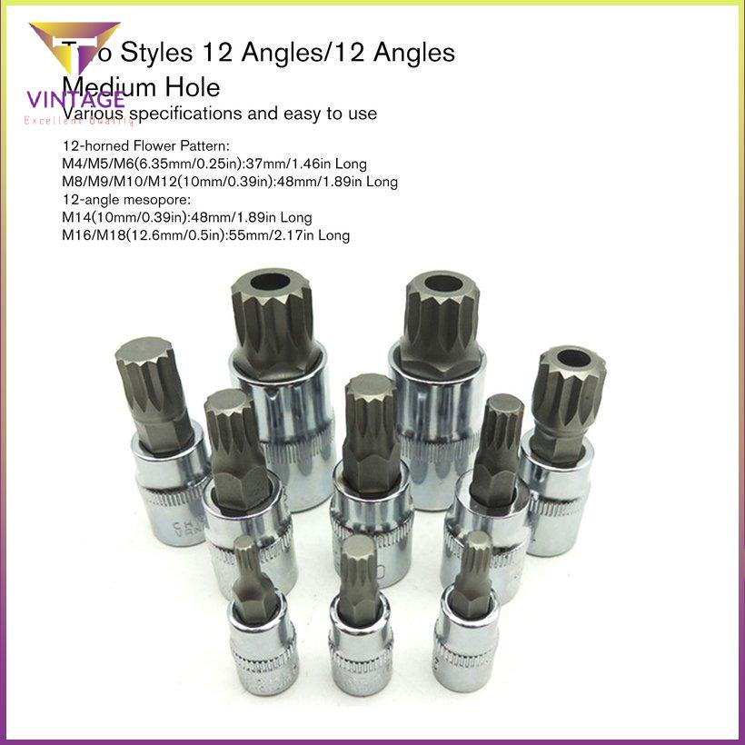 10PCS Allen Head Sleeve Wrench 12 Point MM Triple Square Spline Bit ...