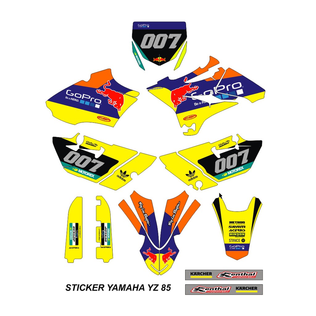 Yamaha YZ 85 YZ New YZ Modified Bebek Decal Sticker Custom Sticker (11 ...