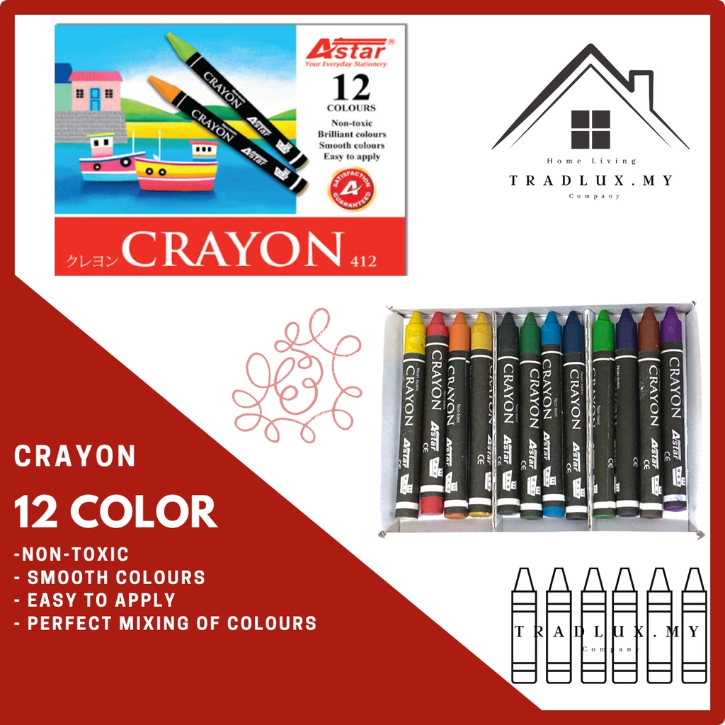 Tradlux ASTAR CRAYON (12 COLOUR ) | Shopee Philippines
