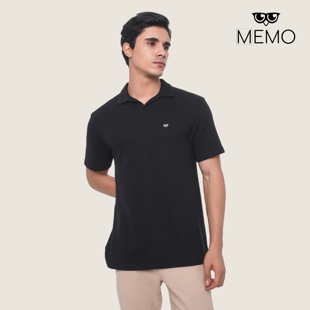 Memo Textured Easy Polo For Men (Black/Dark Gray/Light Gray) | Shopee ...