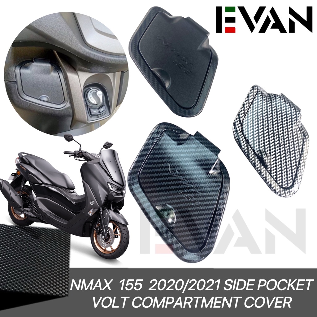 Nmax 155 v2 Volt Compartment Cover Side Pocket Auto Cover Black/Carbon ...