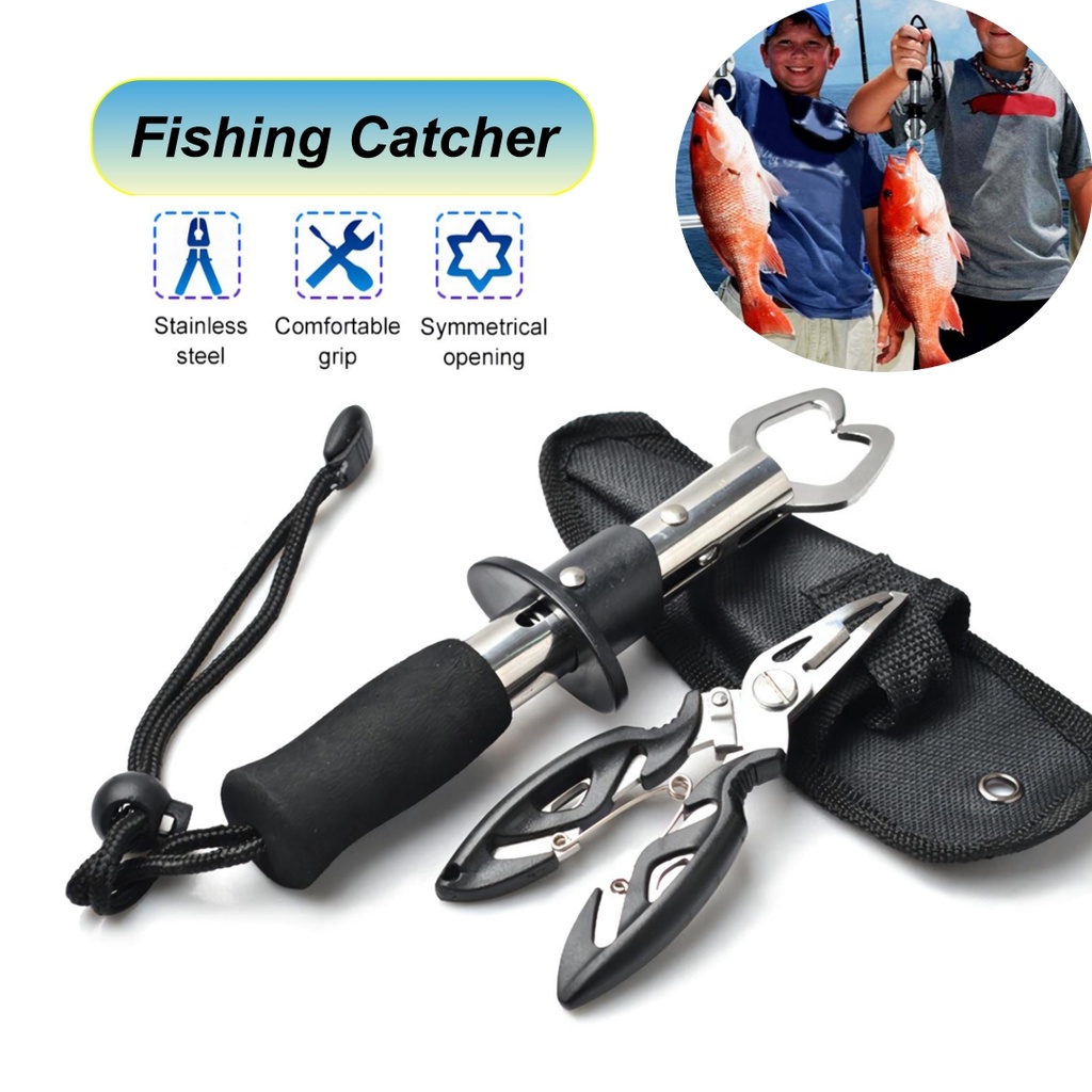 Black Stainless Steel Fishing Gripper And Fishing Pliers Set Fishing ...