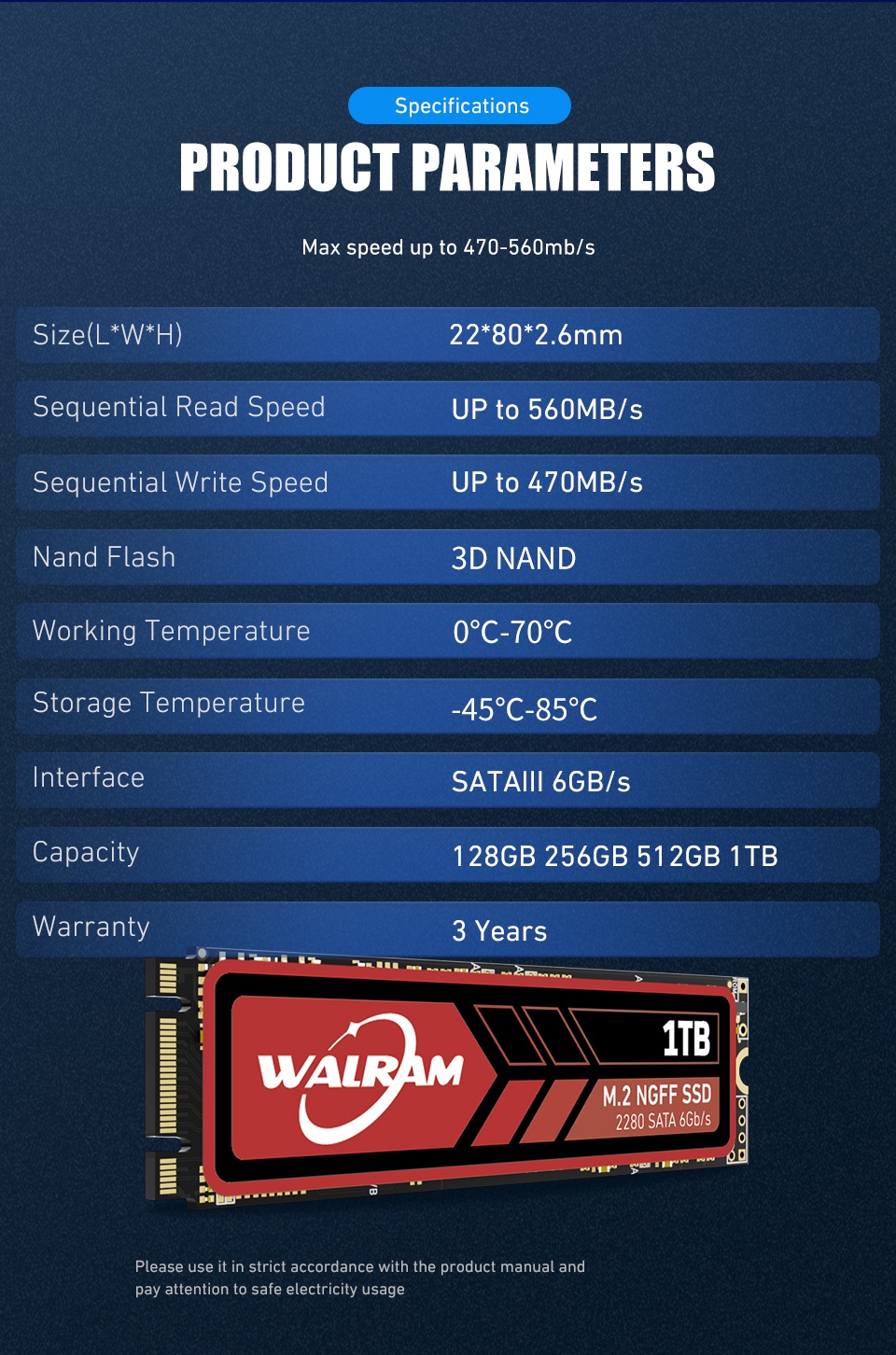 Walram M.2 2280 SATA SSD 1TB 128GB 256GB 512GB Internal Solid State ...