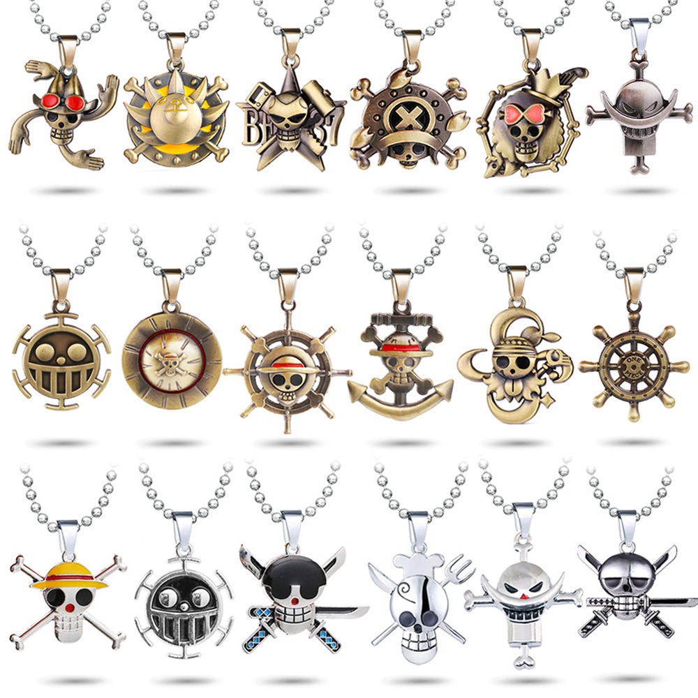 Japanese Anime One Piece Necklace Luffy Ace Pendant Chain Choker Men ...