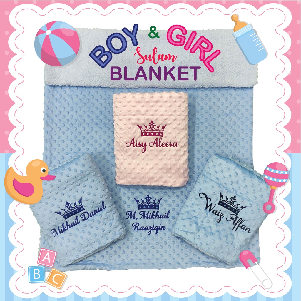 Blanket Selimut Baby Sulam Nama Baby Blanket Soft | Shopee Philippines
