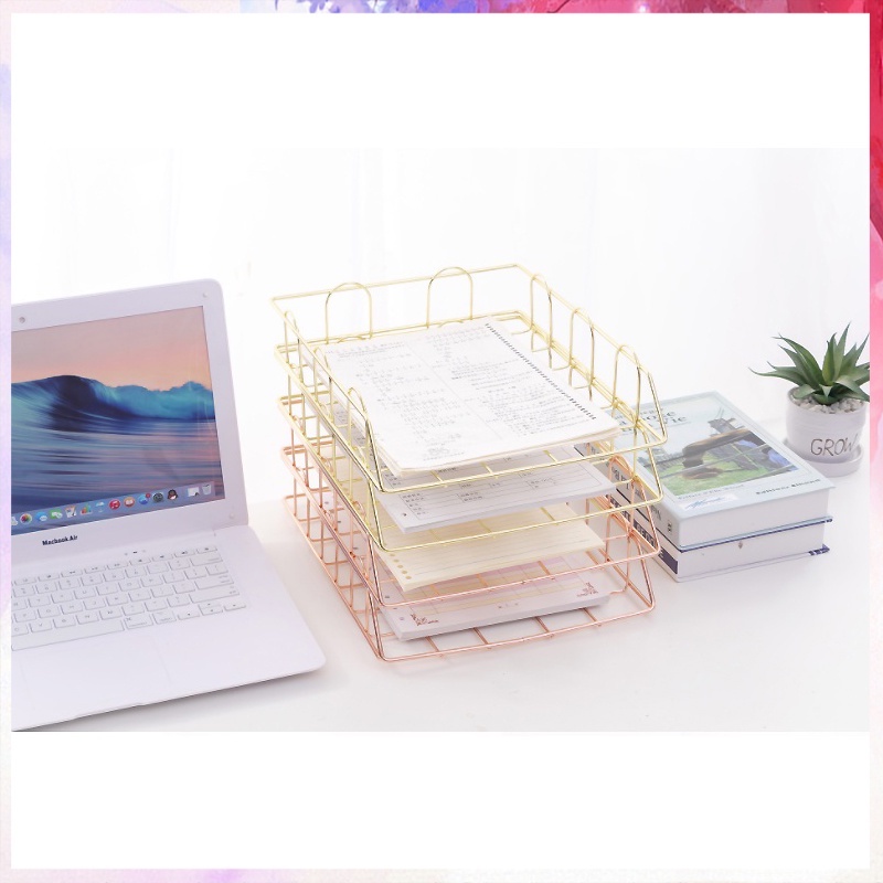 Gold/rose gold stackable paper tray/holder office stationery and desk ...