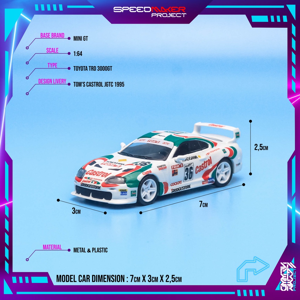 REPLIKA TSM Model Mini GT Custom Toyota Supra TRD 3000GT TOM's Castrol ...