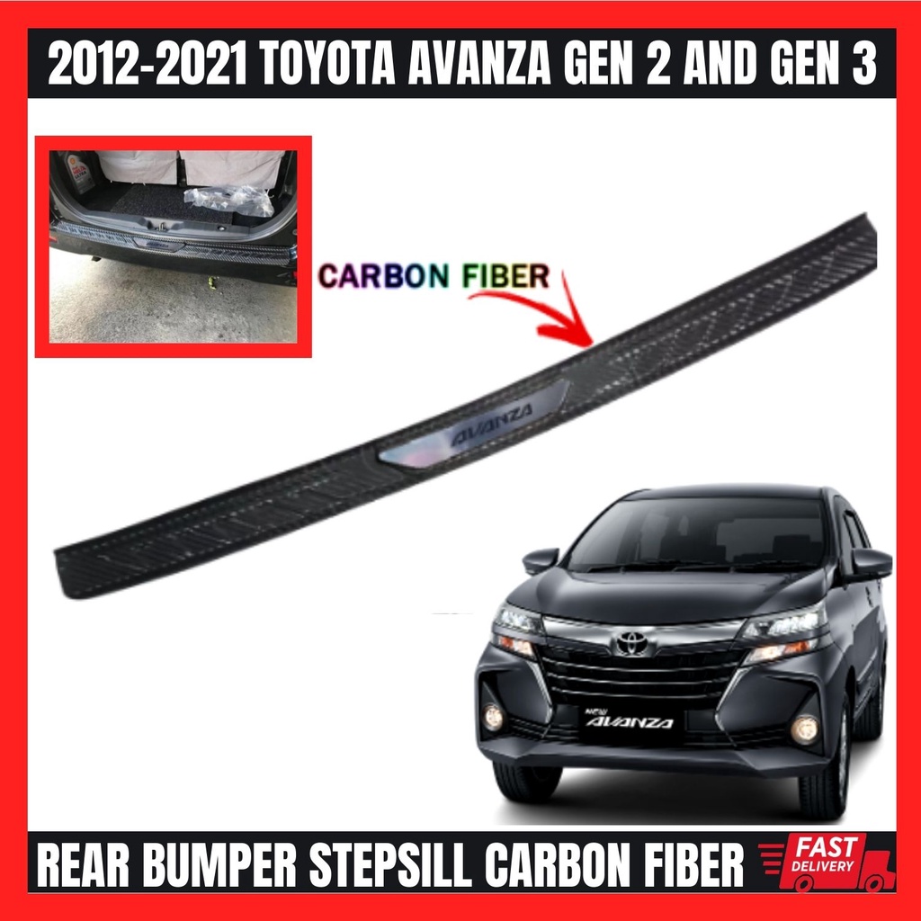 2012-2021 TOYOTA AVANZA GEN 2 AND GEN 3 REAR BUMPER STEPSILL CARBON ...