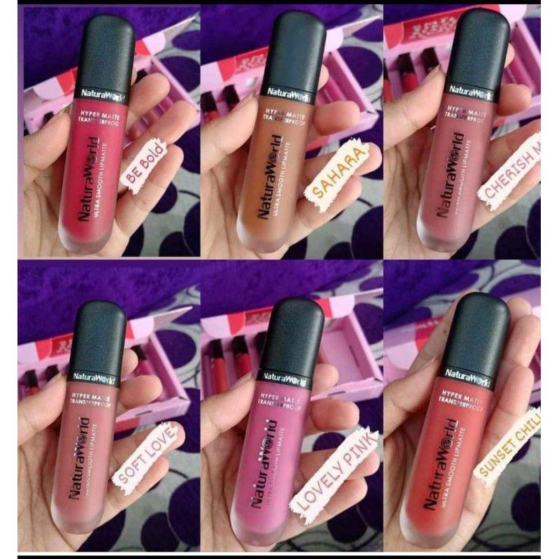 Lipmatte LIPCREAM NATURA WORLD 100% ORIGINAL (1 box Contains 6pcs ...