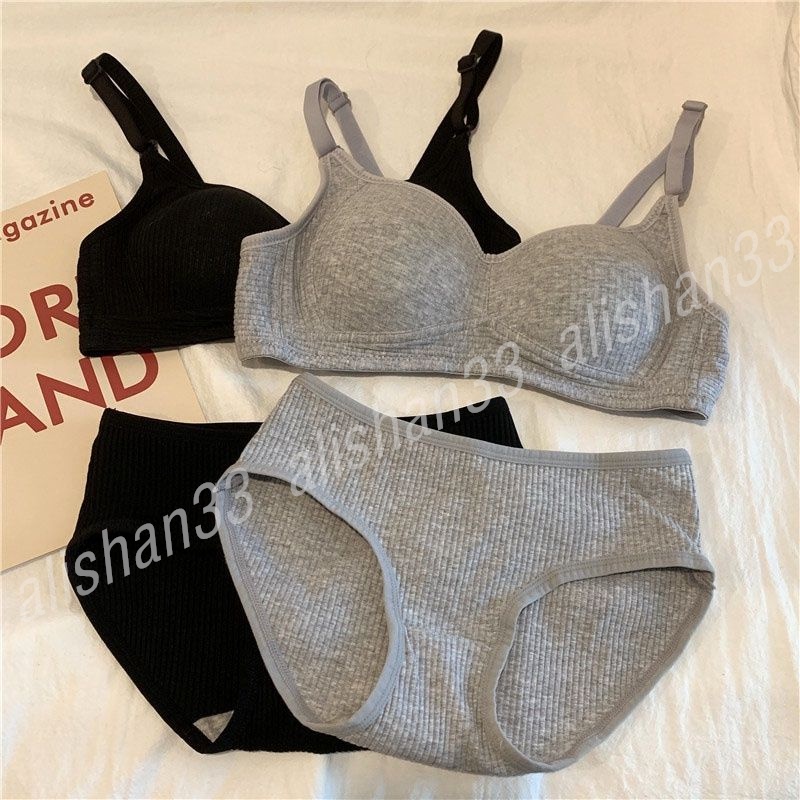 Japanese Solid Color Lingerie Set Girls Students No Steel Rings ...