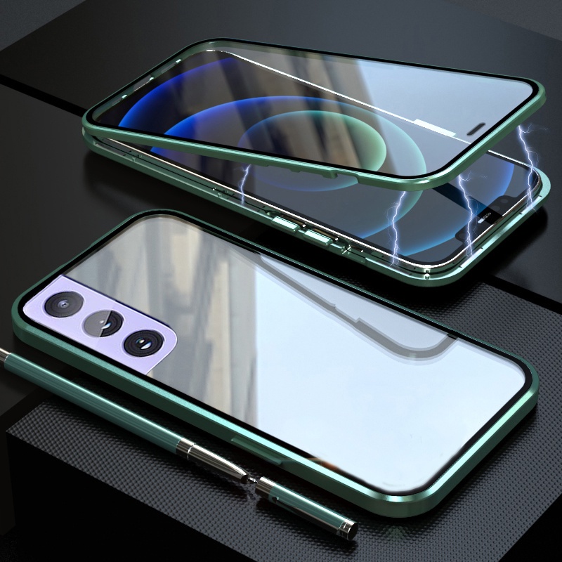 Samsung Galaxy S21 S20 Plus ULtra + FE S21FE S20FE Double Sided Glass Flip Phone Case Magnetic ...