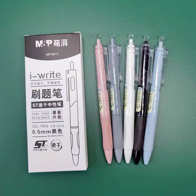 5 Pieces Simple Press Pen 0.5mm Black Gel Pen Office Stationary Student ...