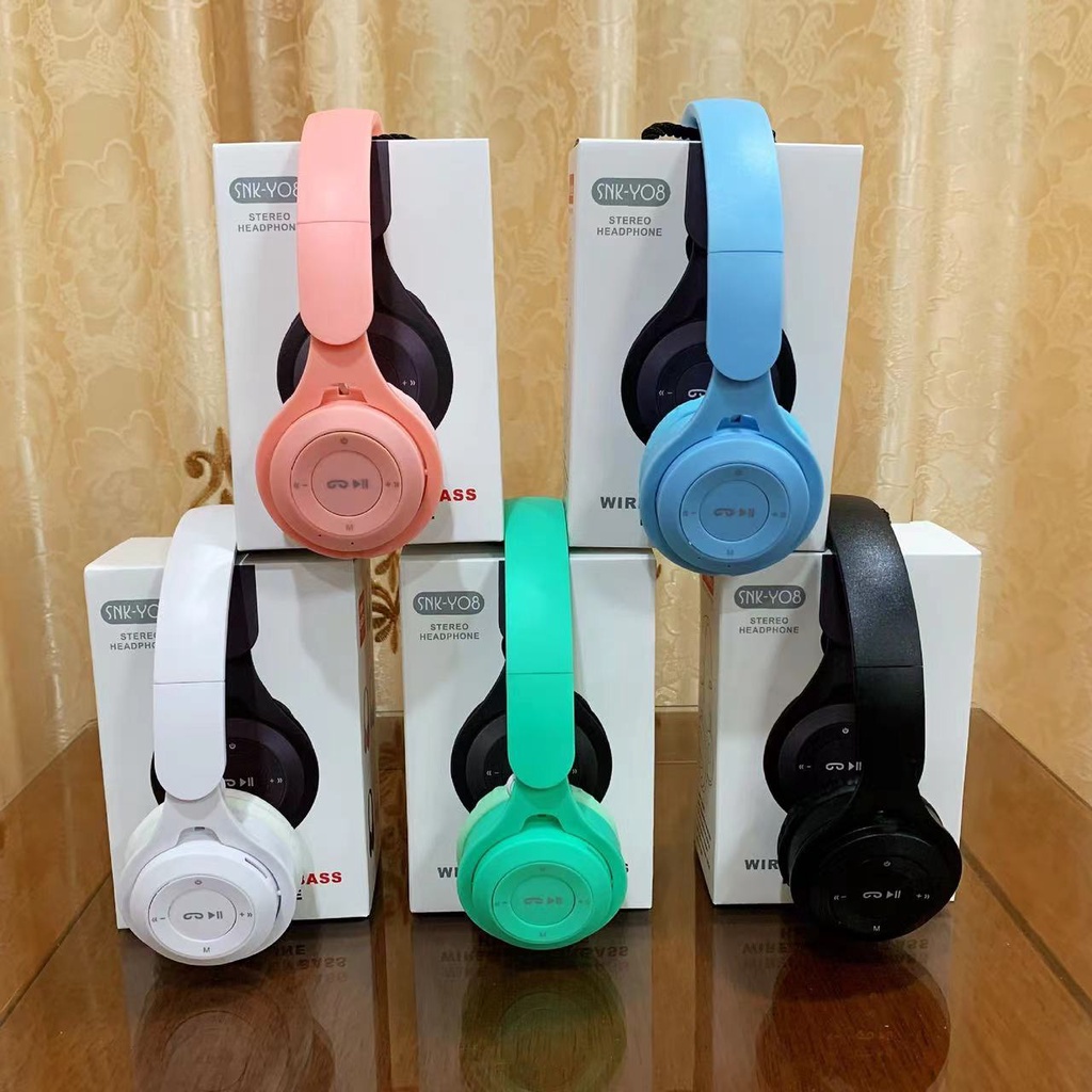 Y08 Headset Macaron Colors Wireless Bluetooth Headphones With ...