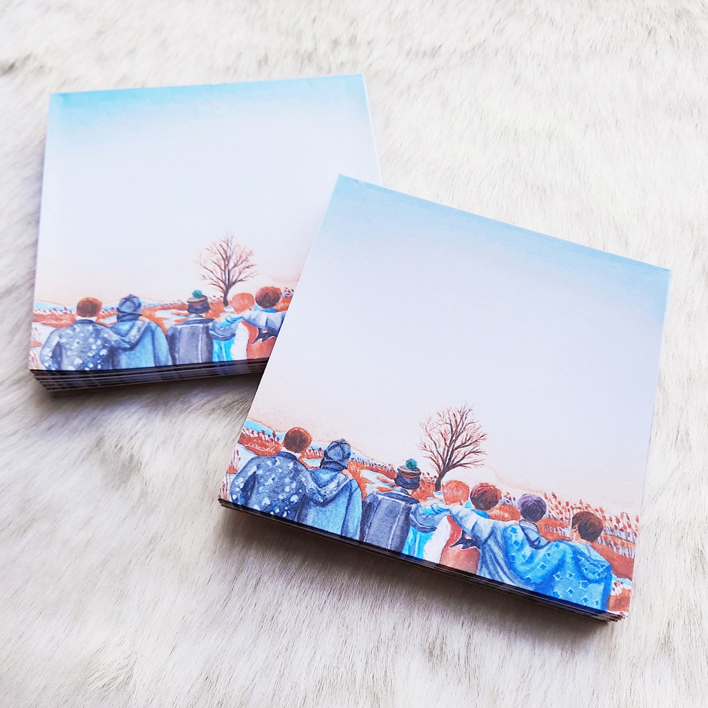Spring Day Memo Pad 3x3 inches (50 leaves) Watercolor artwork K-POP OT7 ...
