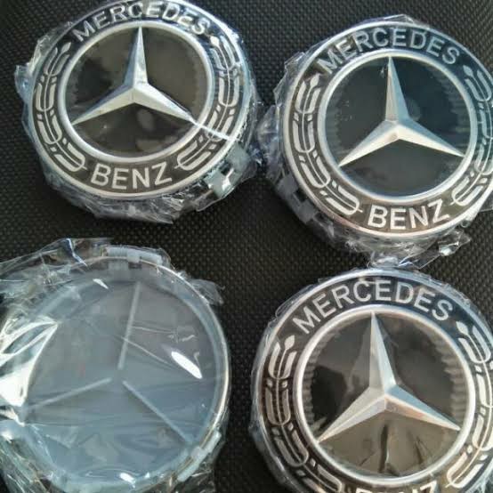 DOP 1 SET EMBLEM WHEEL WHEELS MERCEDES BENZ PADI 75MM MERCY 75 MM BLACK ...