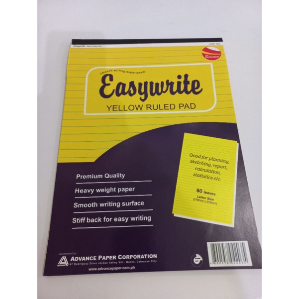 Easywrite Yellow Ruled Pad 80 Leaves | Shopee Philippines