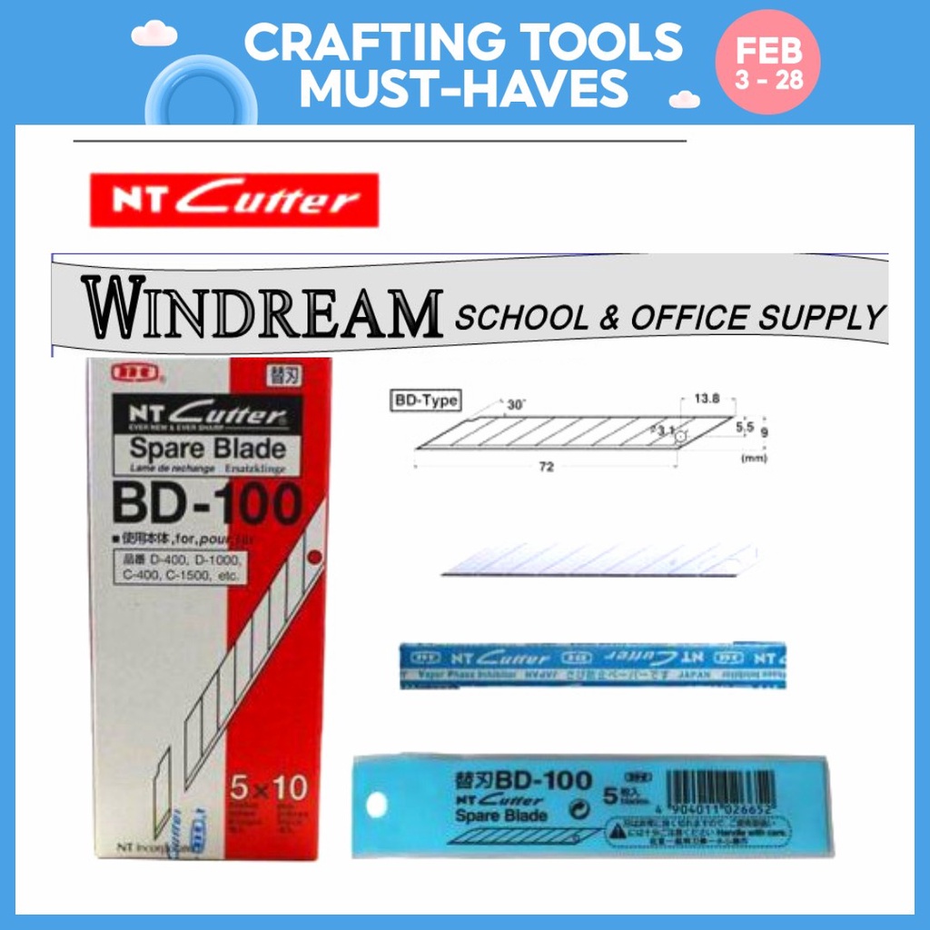 NT Cutter BD-100 type Spare Blade per pack | Shopee Philippines