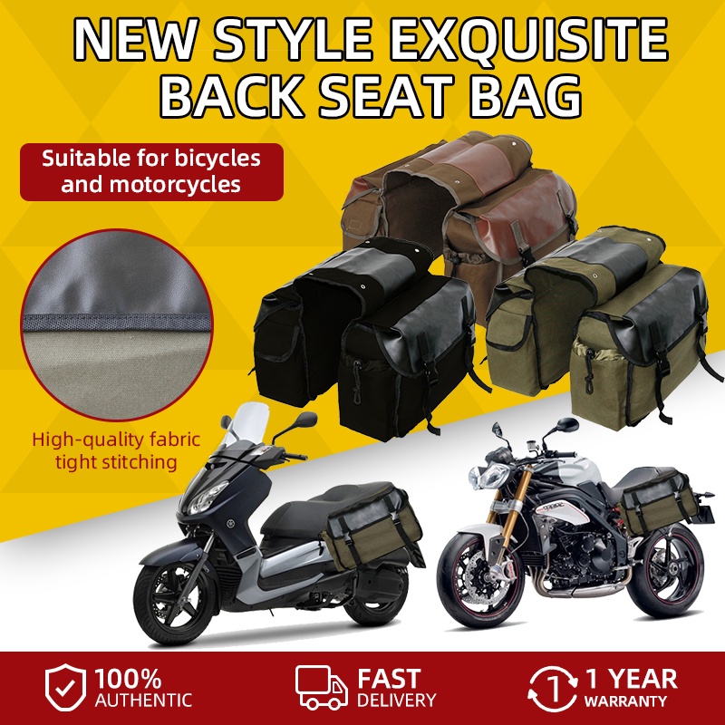 【local shipment】【COD】Motorcycle Touring Saddle Bag Bike Canvas Panniers ...