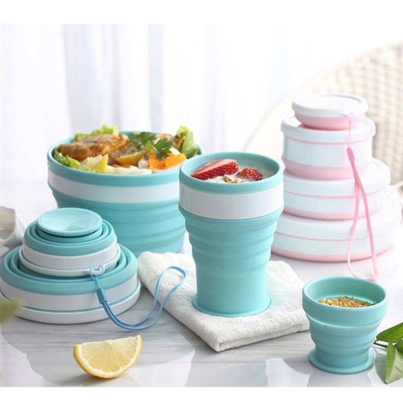Portable Foldable Silicone folding cup Telescopic Drinking Collapsible ...