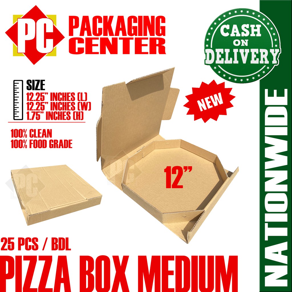 Pizza Box Medium 12" By 25pcs per bundle COD Nationwide! | Shopee ...