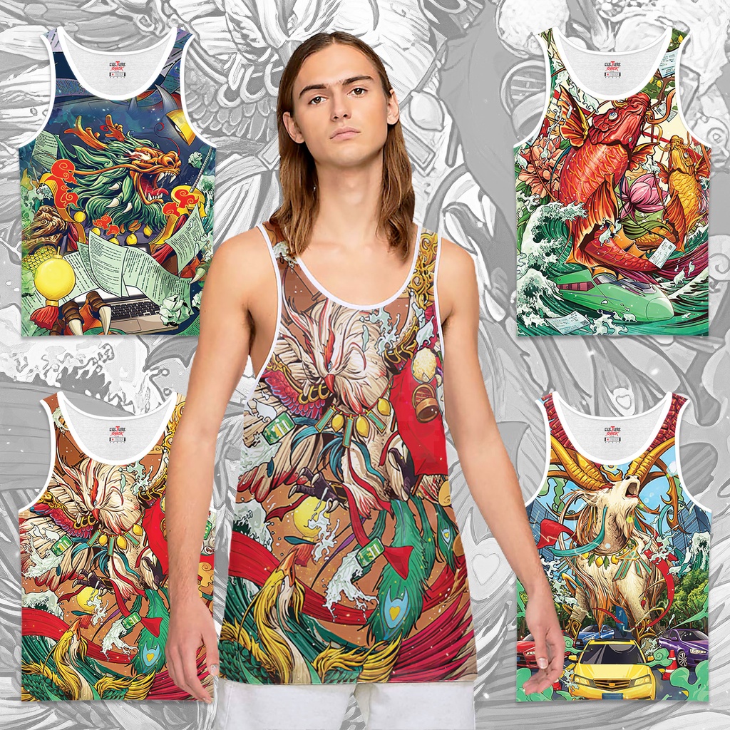 Jap Art Unisex White Tank Top Sando Fashion T Shirt | Shopee Philippines