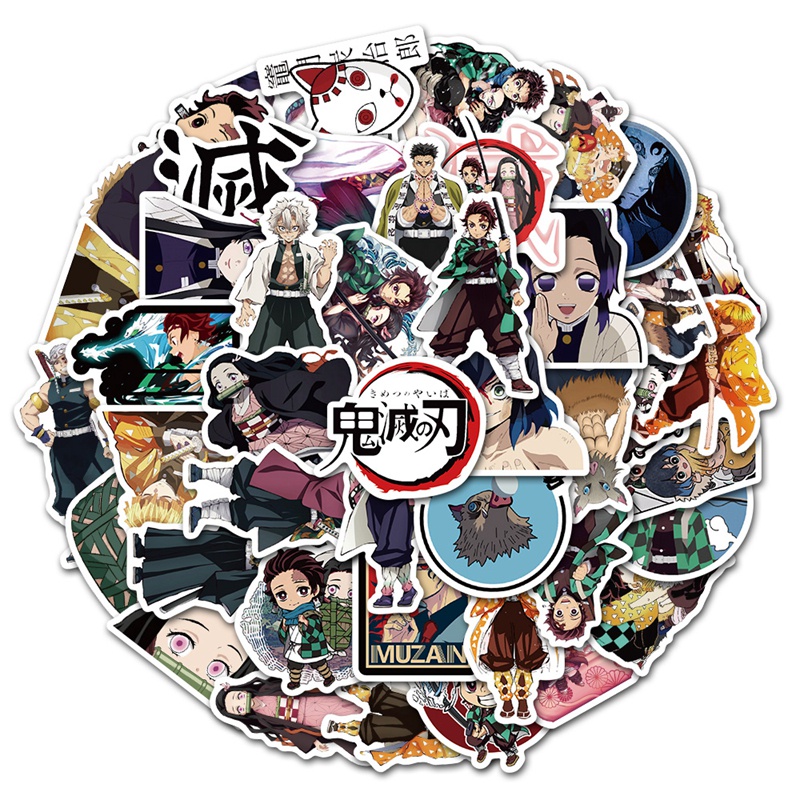 50pcs Japanese Demon Slayer Anime Stickers Kimetsu No Yaiba Skateboard ...