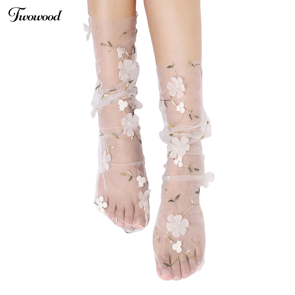 twowood Invisible Lace Socks Novelty Glitter Pile Socks Transparent ...
