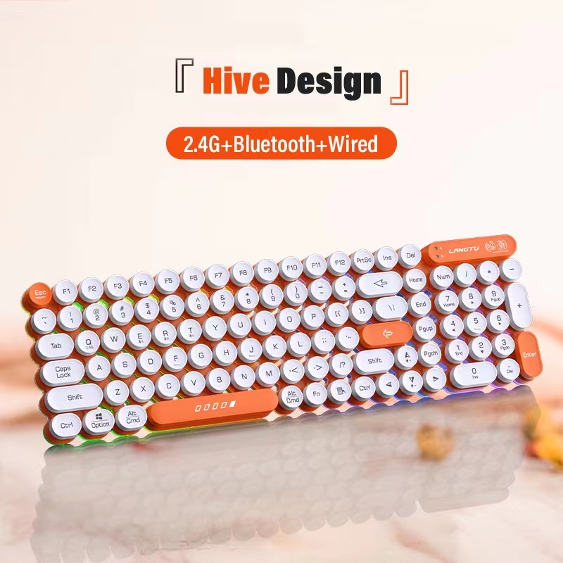Honeycomb 3 Modes Waterproof Keyboard RGB Backlit Membrane Silent ...
