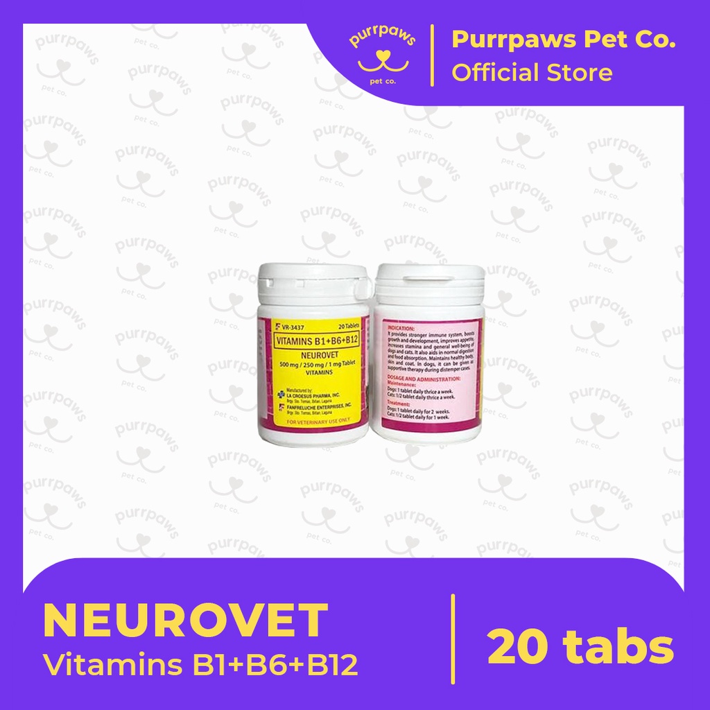 NEUROVET Vitamins B1+B6+B12 20 tablets (AUGUST 2024!) | Shopee Philippines
