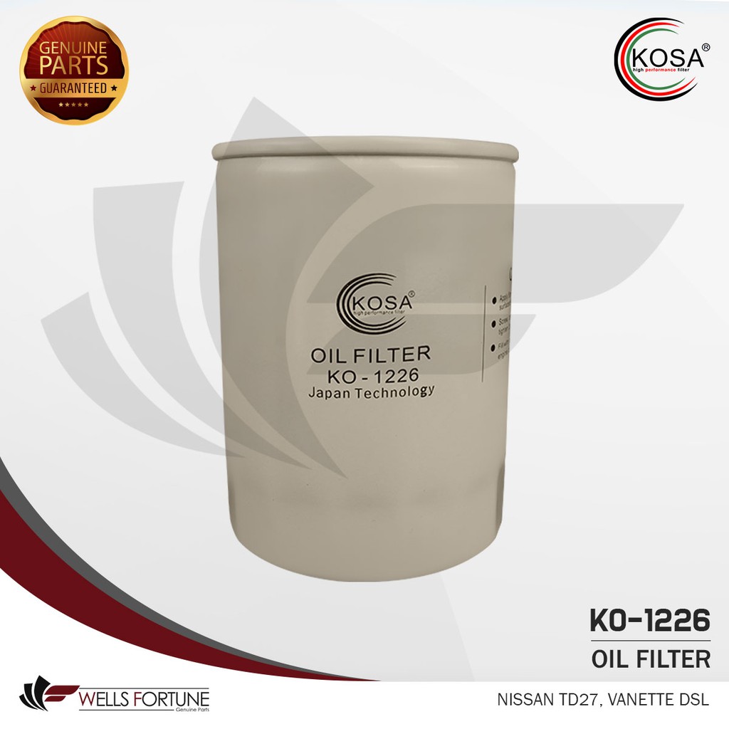 NISSAN TD27 VANETTE DIESEL KOSA OIL FILTER KO-1226 PATROL SAFARI ...