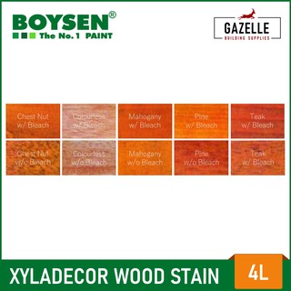 Boysen Xyladecor Wood Stain - 4L (For Exterior Wood) - Colorless / Mahogany / Chestnut / Teak ...