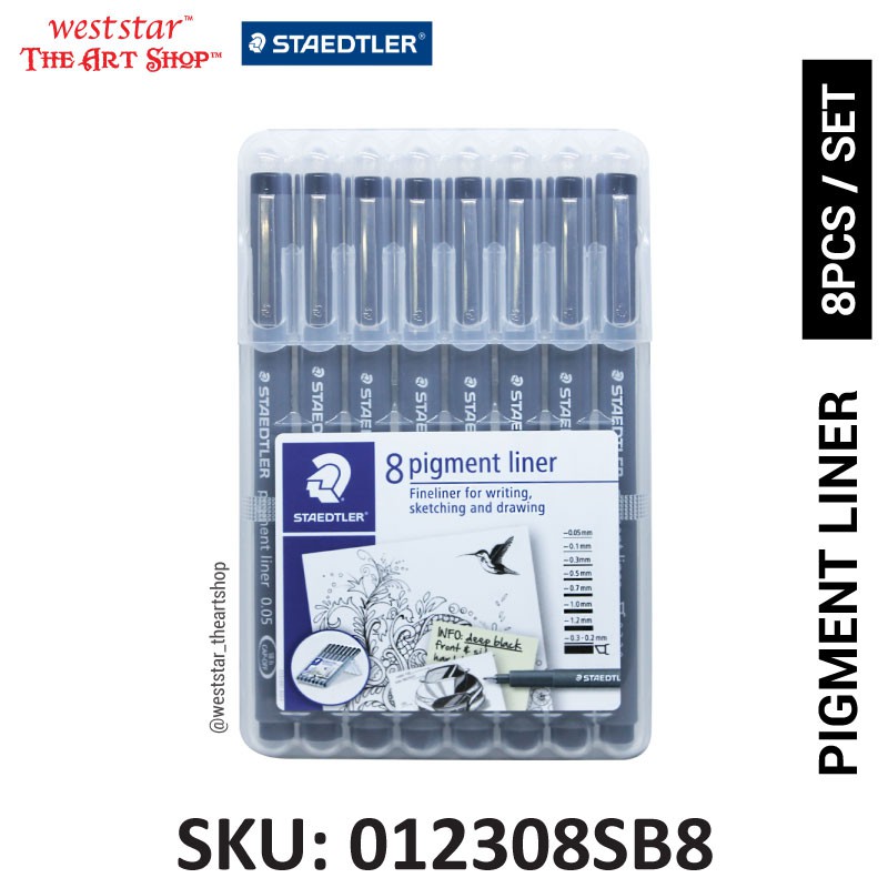 Staedtler Pigment Liner / Drawing Pen BLACK 8pcs/Set [Weststar The Art ...