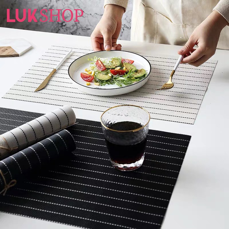 LUK Heat Resistant Material European Modern Style Woven Vinyl Placemat ...