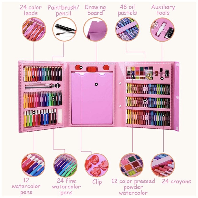 208Pcs Kids Super Mega Art Coloring Set Crayons Oil Pastels Color ...