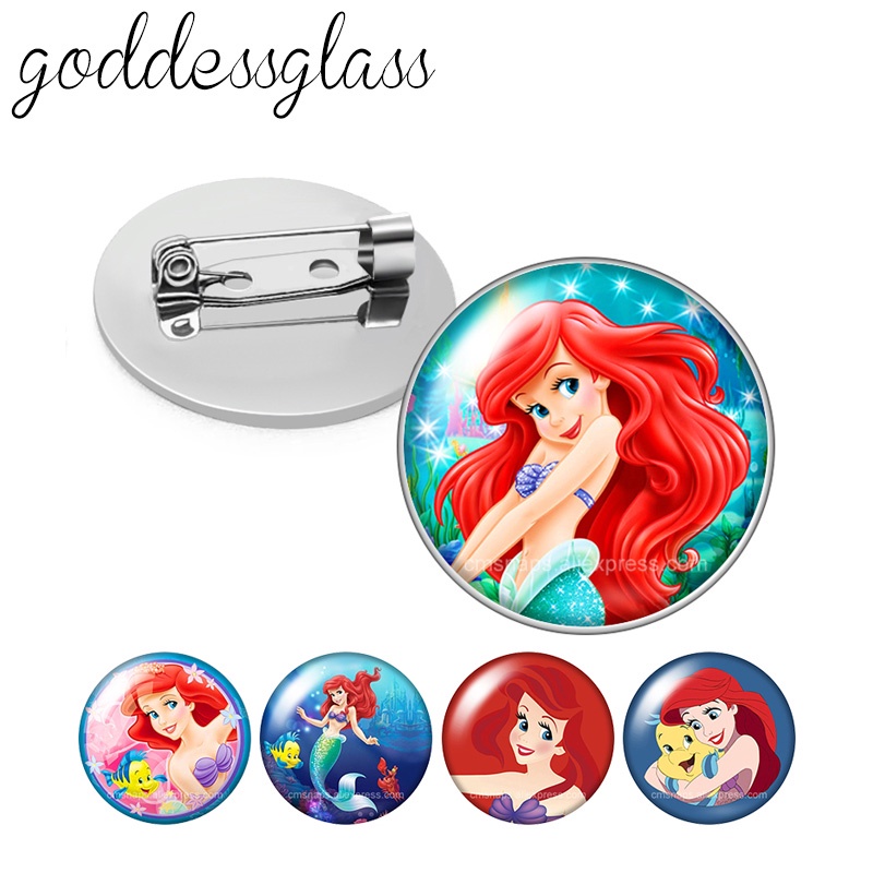 Disney The Little Mermaid Princess ariel Round Glass cabochon Silver ...