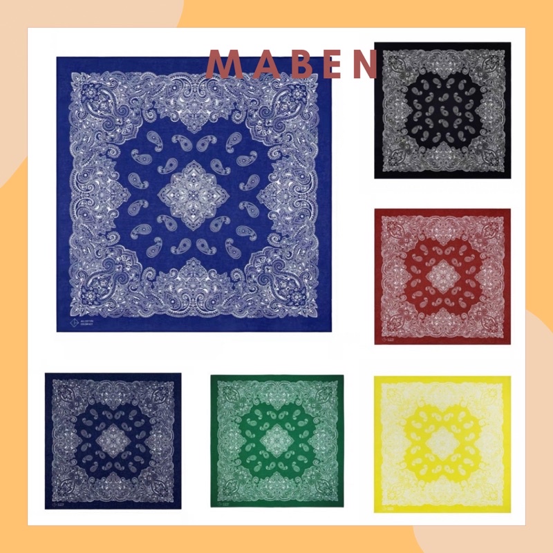 Square bandana with symmetrical cashew pattern size 55cm - Maben ...