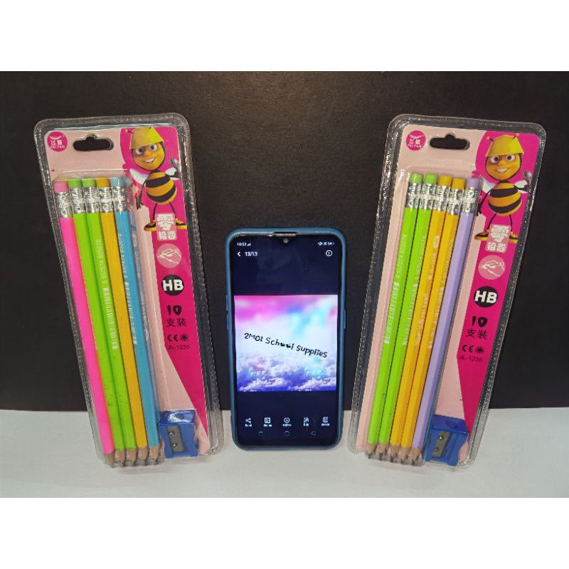 HB pencil 10pencil and sharpener | Shopee Philippines