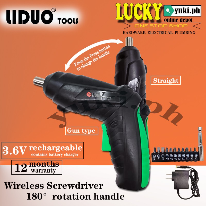 LIDUO TOOLS 19215 RECHARGEABLE WIRELESS SCREWDRIVER 180 DEGREE ROTATION ...